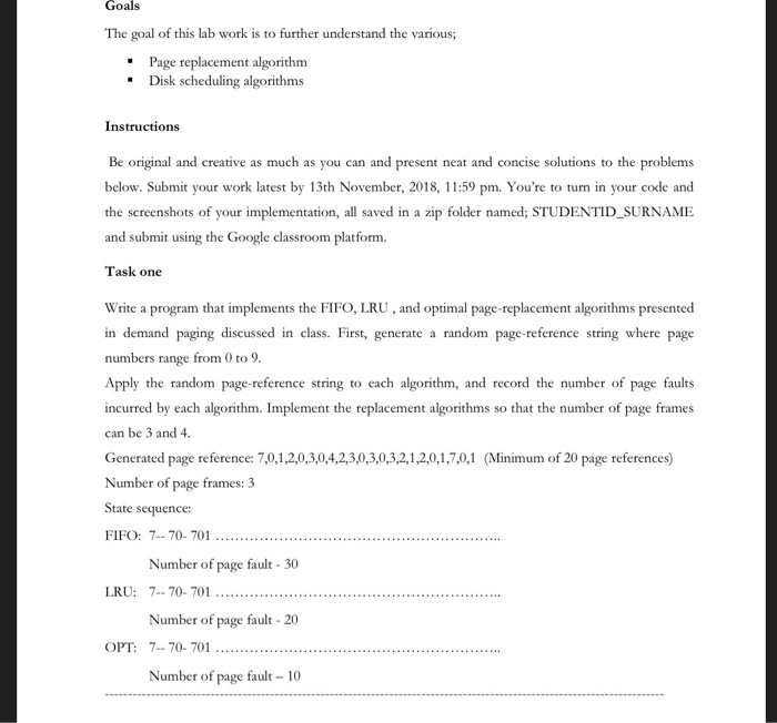 Solved Goals Goal Lab Work Understand Various Page Replacement Algorithm Disk Scheduling