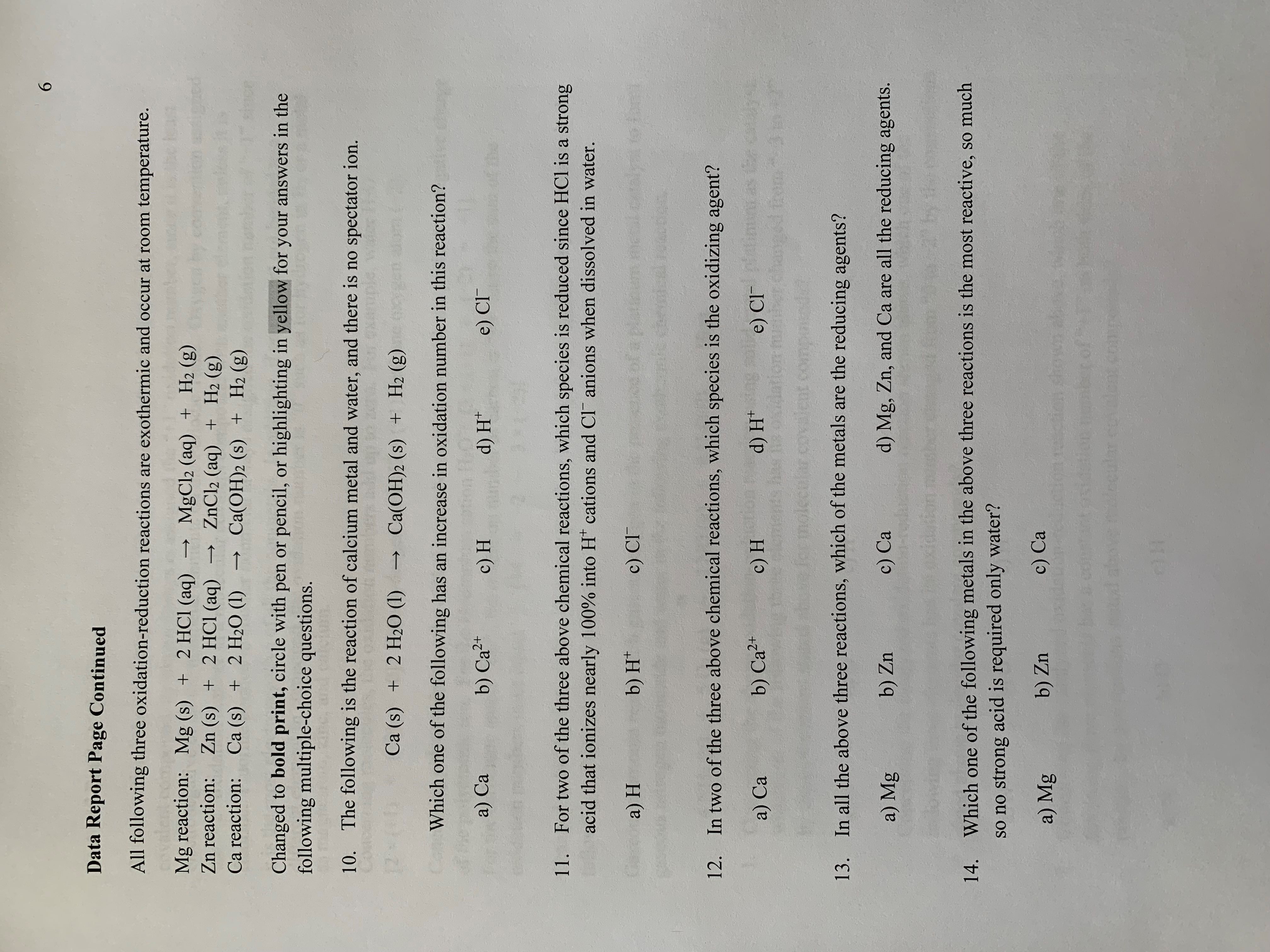 Solved Data Report Page Continued All following three | Chegg.com