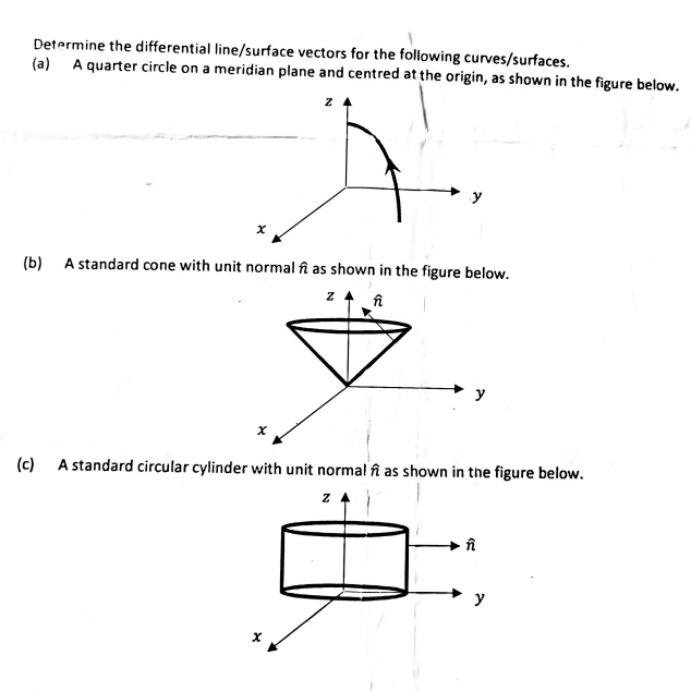 Solved Determine the differential line/surface vectors for | Chegg.com
