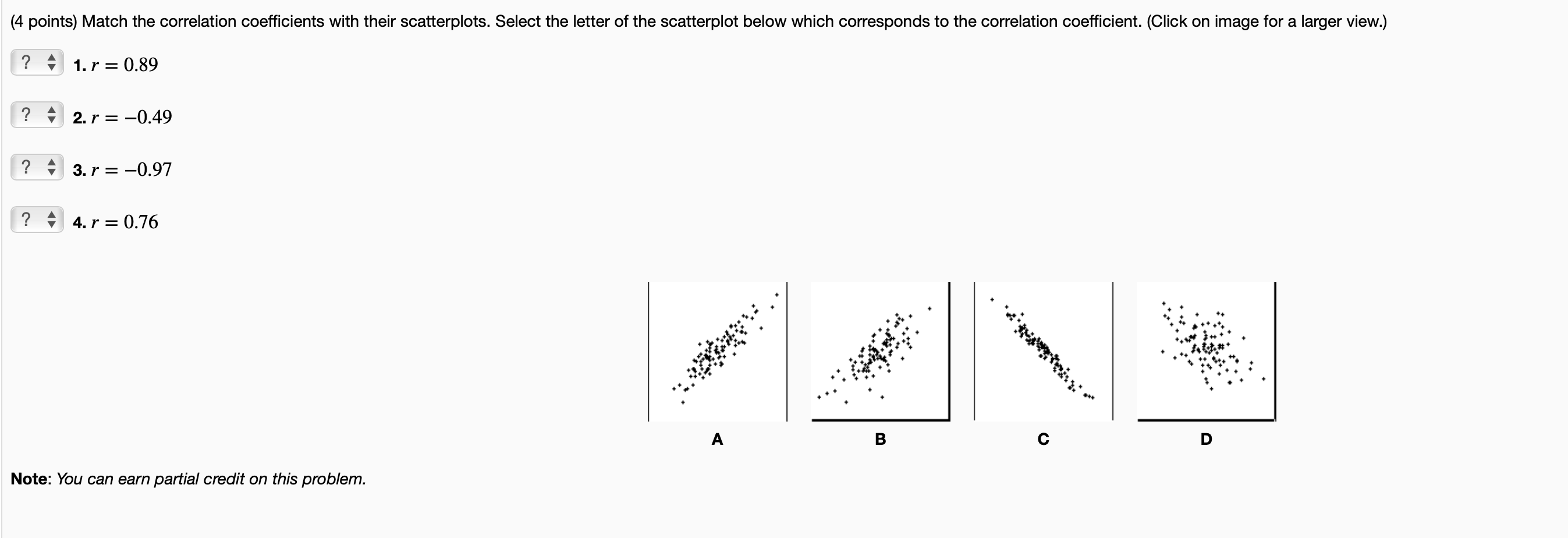 Solved 4 Points Match The Correlation Coefficients With
