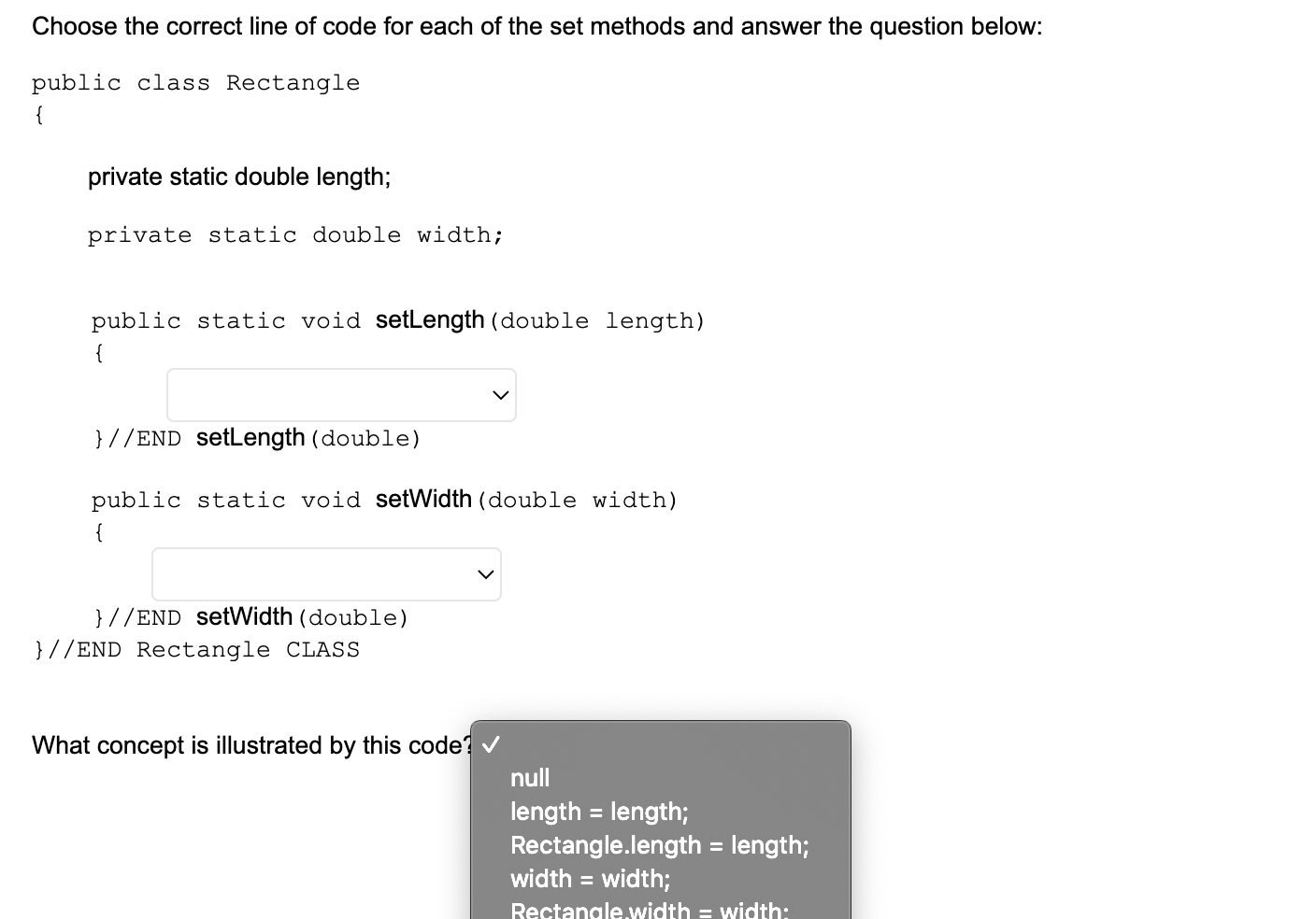Solved Choose the correct line of code for each of the set | Chegg.com