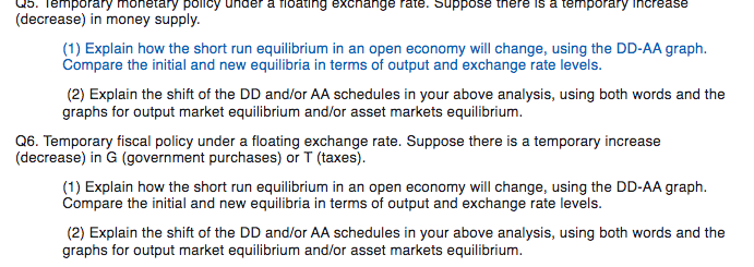 Solved (decrease) ﻿in money supply.(1) ﻿Explain how the | Chegg.com