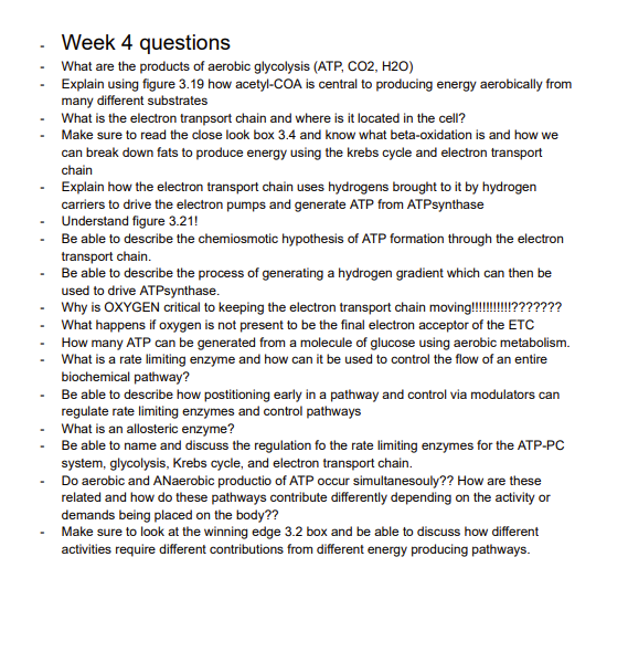 Solved Week 4 ﻿questionsWhat are the products of aerobic | Chegg.com