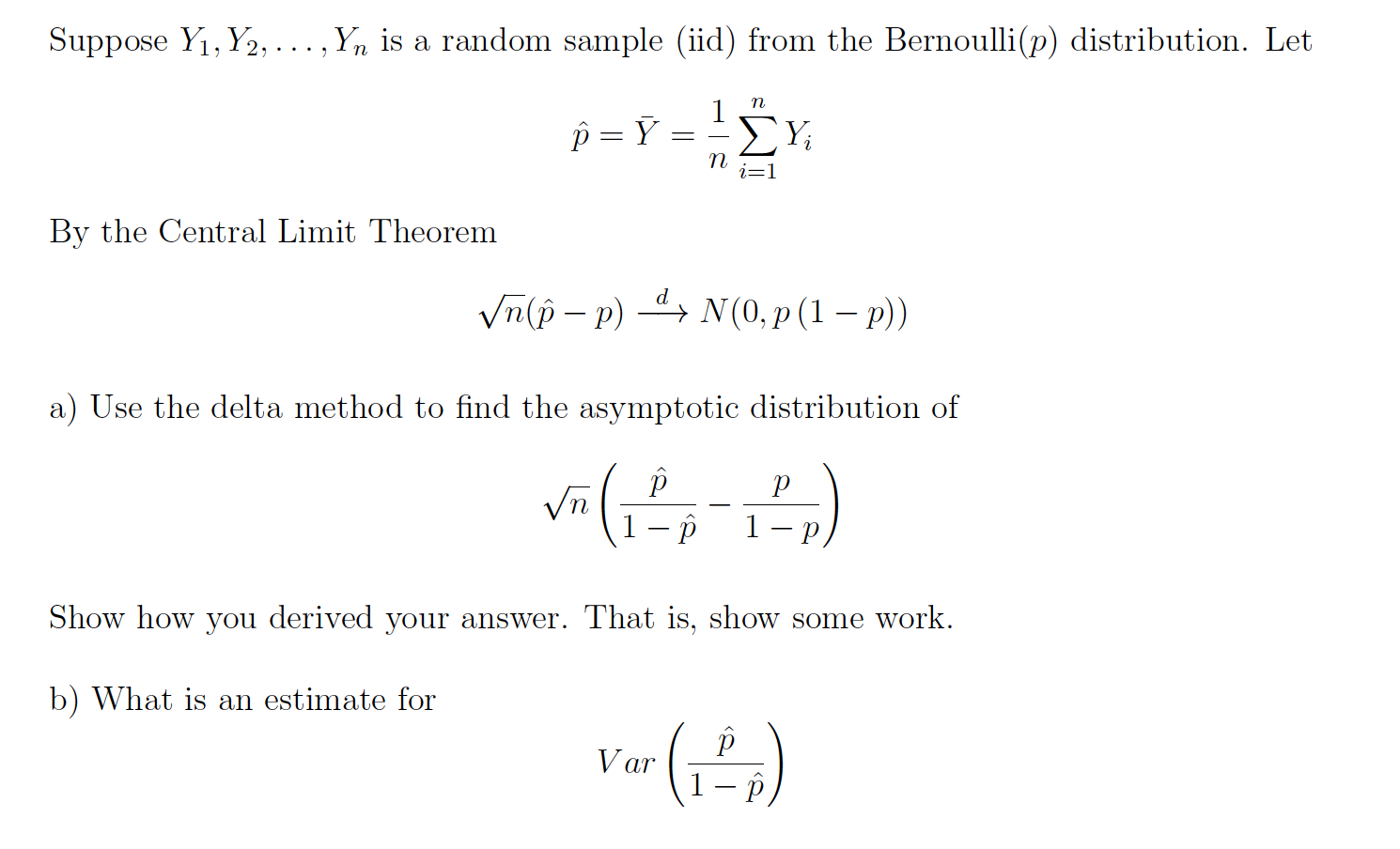 Solved Suppose Yı,Y2, ..., Yn is a random sample (iid) from | Chegg.com