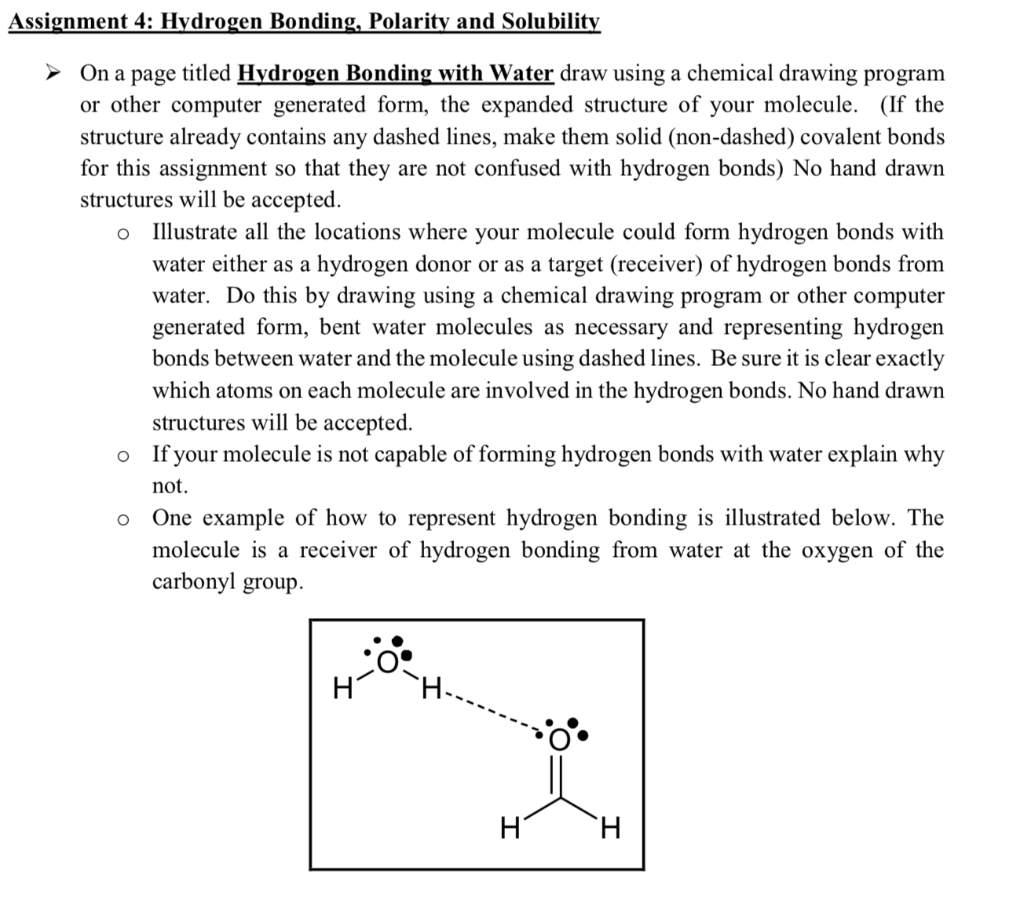 Solved Assignment 4: Hydrogen Bonding, Polarity and | Chegg.com