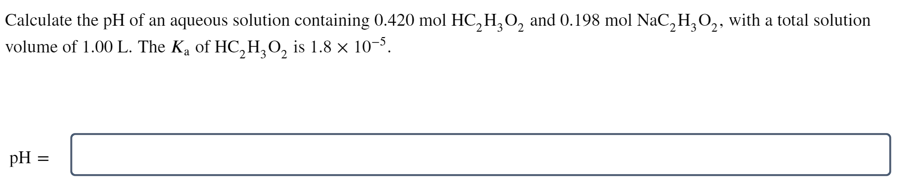Solved Calculate the pH of an aqueous solution containing | Chegg.com