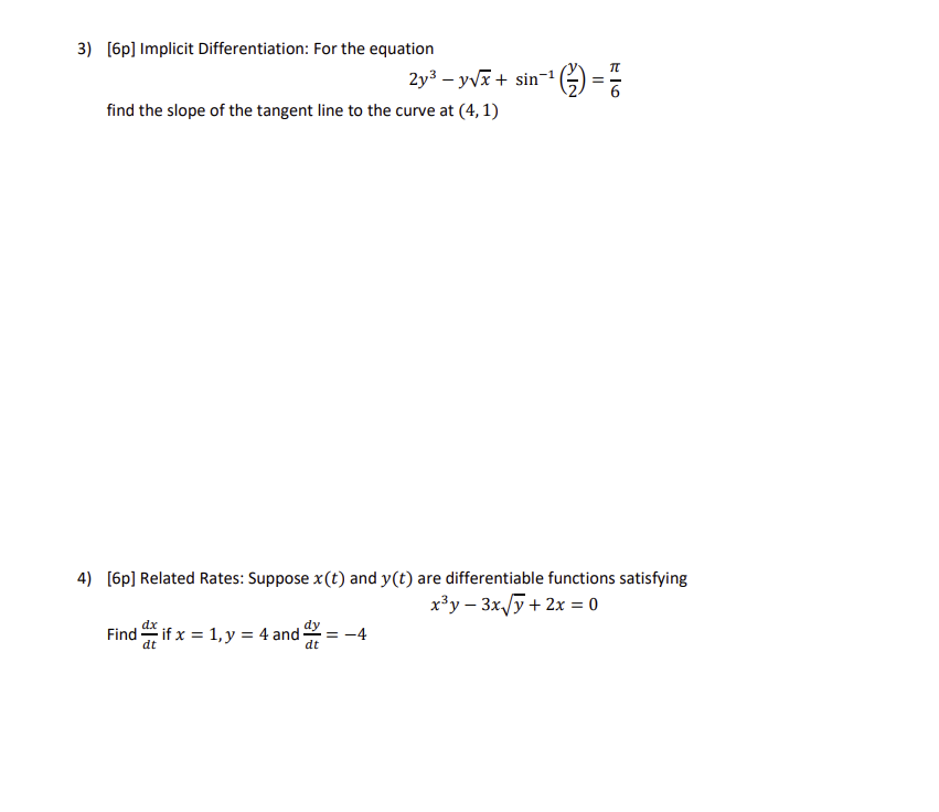 Solved 3) [6p] Implicit Differentiation: For the equation | Chegg.com