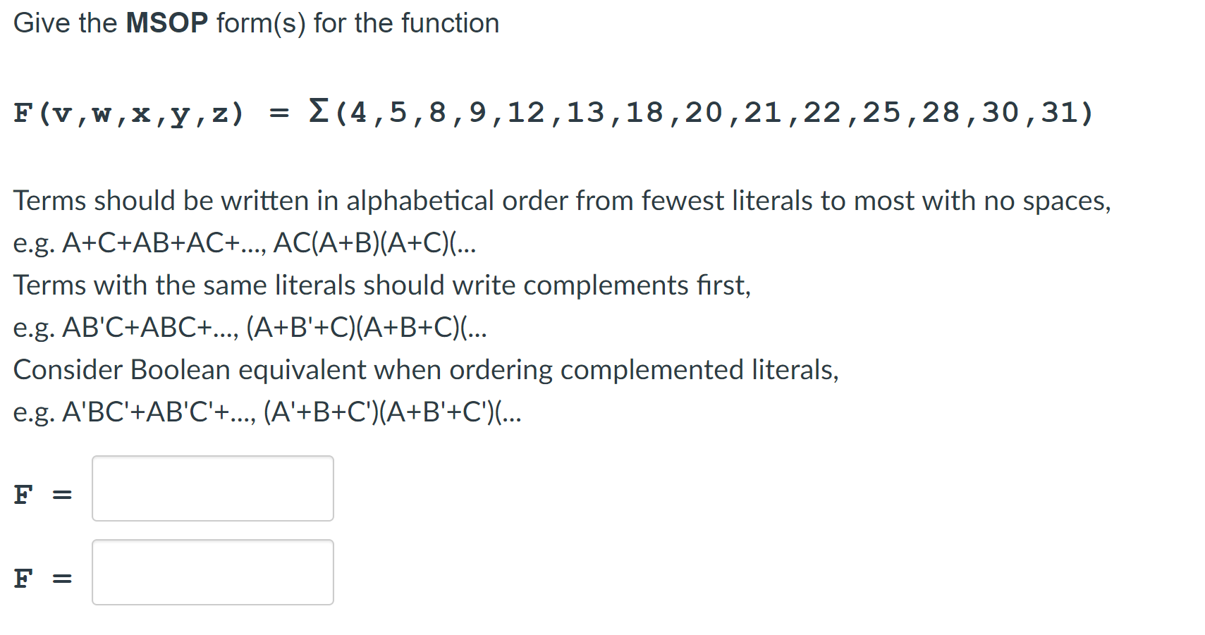 Solved Give the MSOP form(s) ﻿for the | Chegg.com