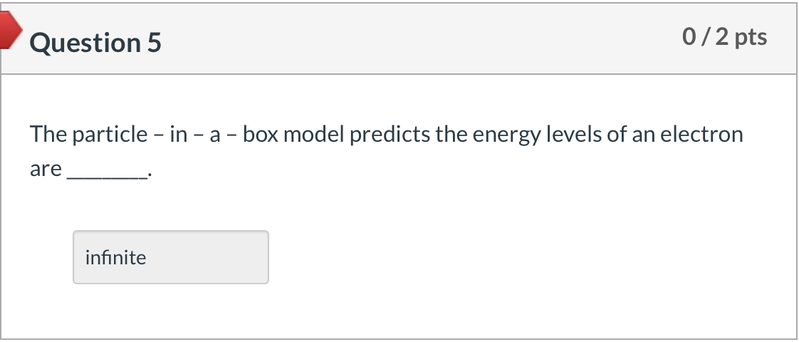 Solved Question 5 0/2 pts The particle - in-a-box model | Chegg.com