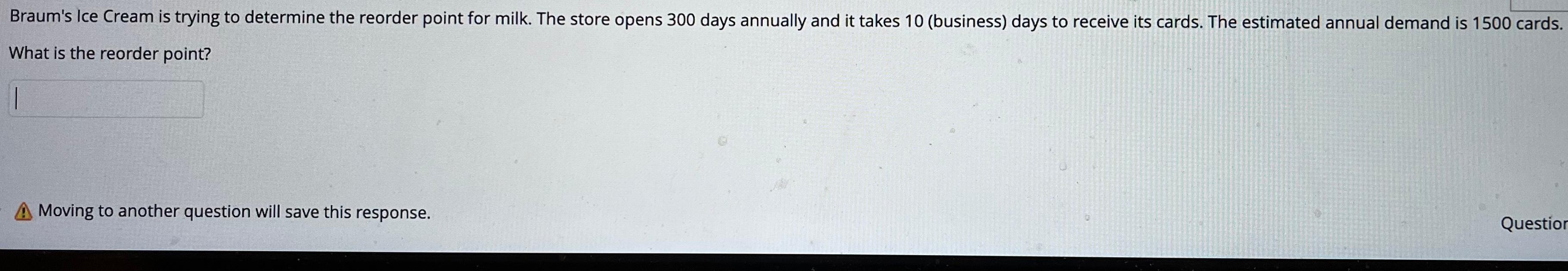 Solved Braum's Ice Cream is trying to determine the reorder | Chegg.com