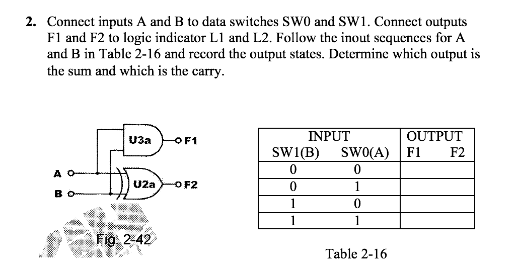 Solved 2. Connect inputs A and B to data switches SWO and | Chegg.com