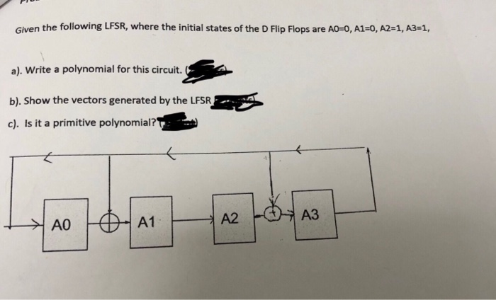 Solved Given the following LFSR, where the initial states of | Chegg.com