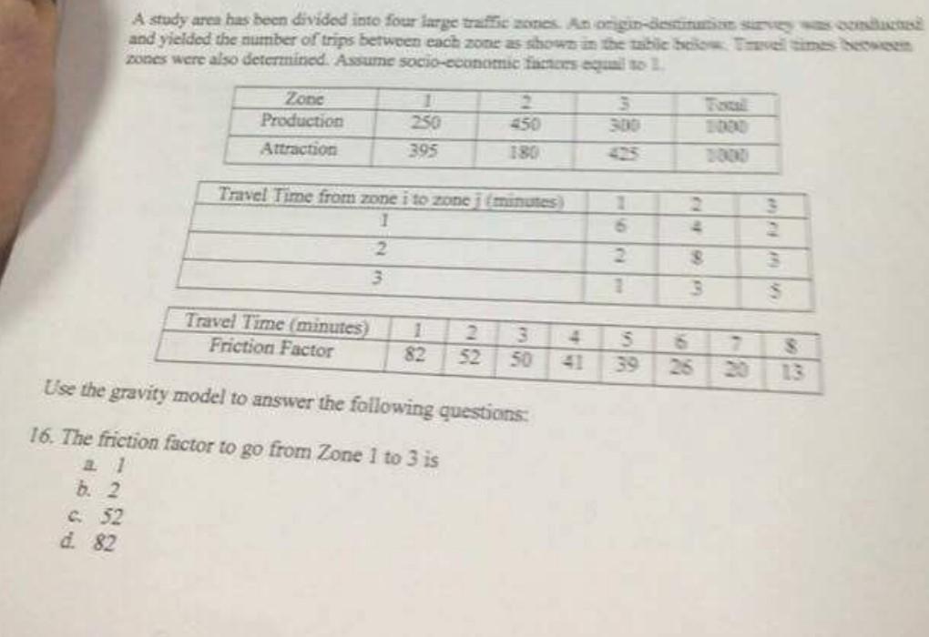 Solved A study area has been divided into four large te | Chegg.com