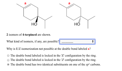 Solved но HO 2 isomers of 4-terpineol are shown. What kind | Chegg.com