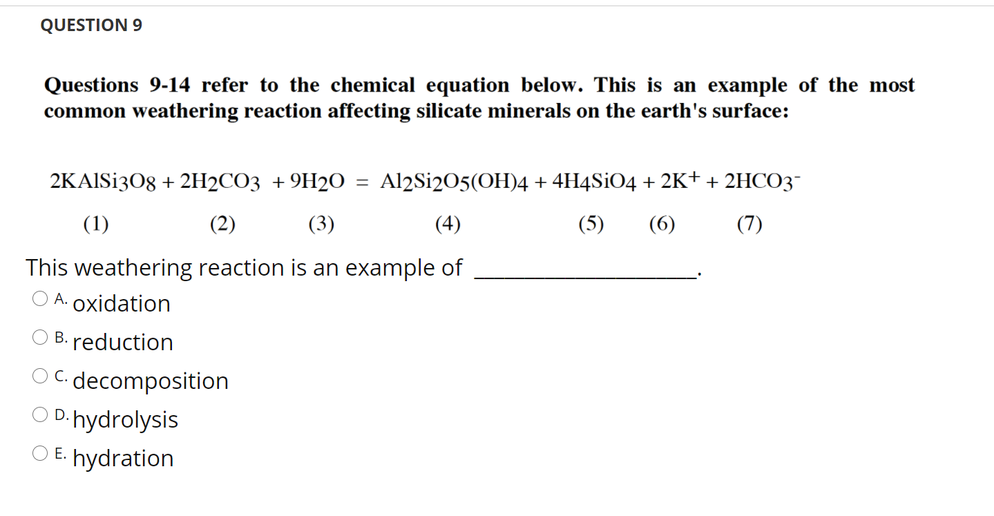 Solved QUESTION 9 Questions 9-14 refer to the chemical | Chegg.com