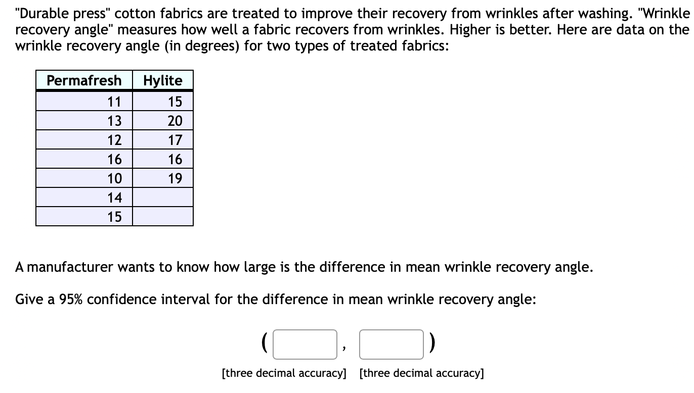 Solved "Durable press" cotton fabrics are treated to improve | Chegg.com