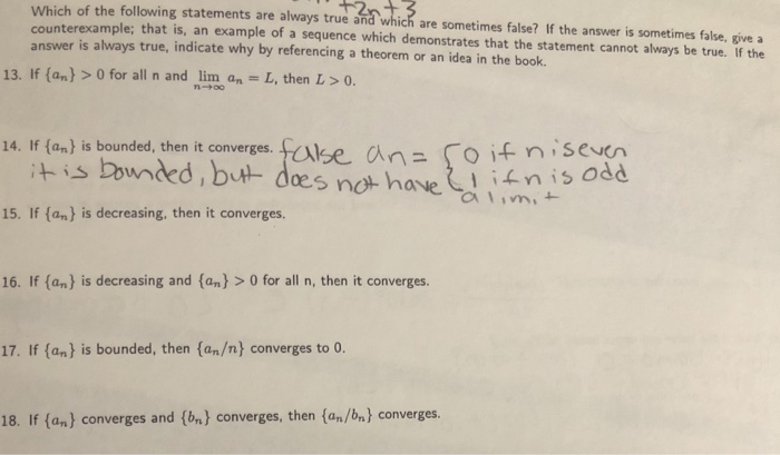 Solved counterexample; that is, an example of a sequence | Chegg.com