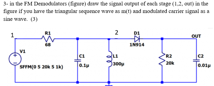 Solved 3- in the FM Demodulators (figure) draw the signal | Chegg.com