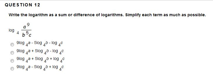 Solved QUESTION 12 Write the logarithm as a sum or | Chegg.com