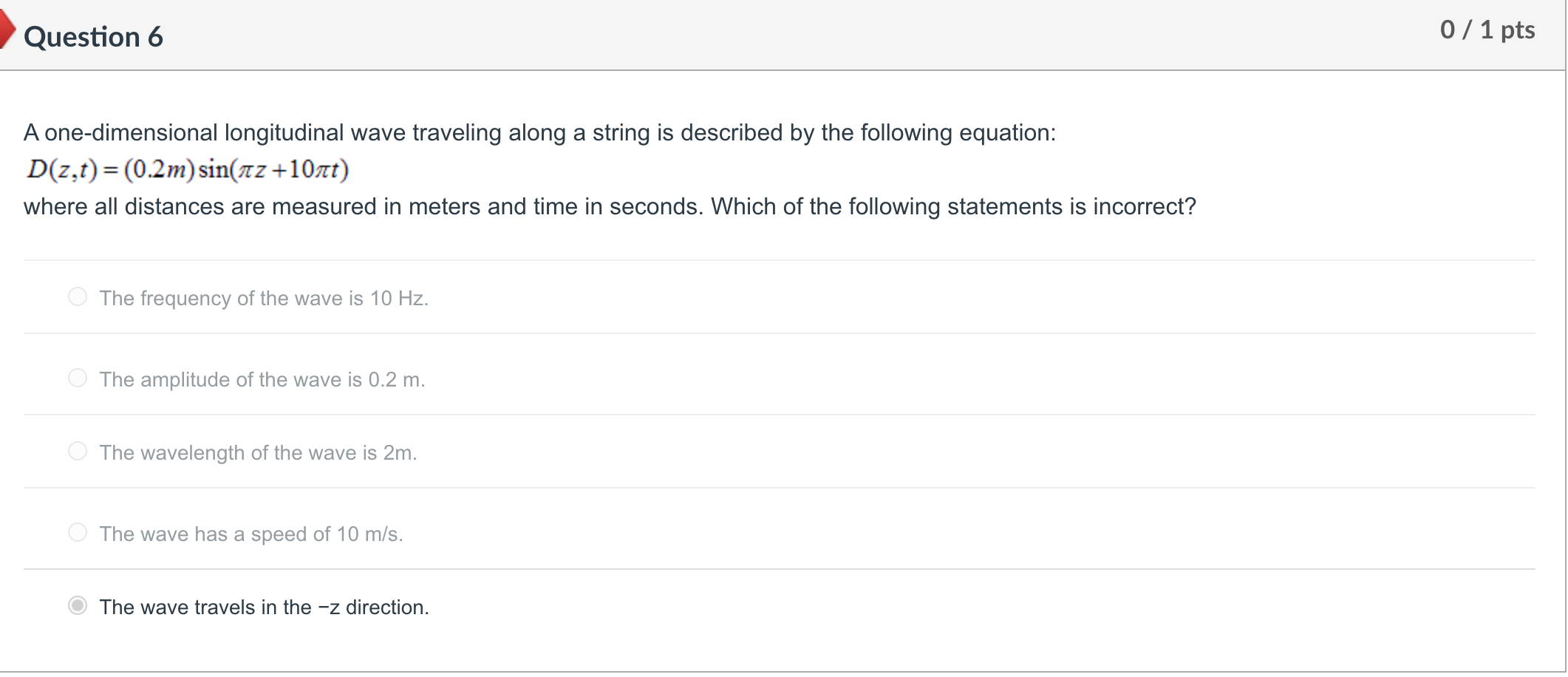 Solved Question 6A one-dimensional longitudinal wave | Chegg.com