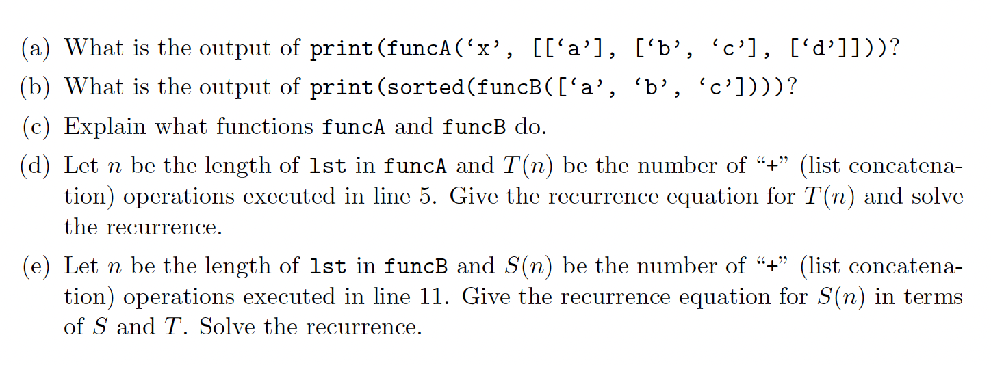 Solved 2. Consider the following two functions funcA and | Chegg.com