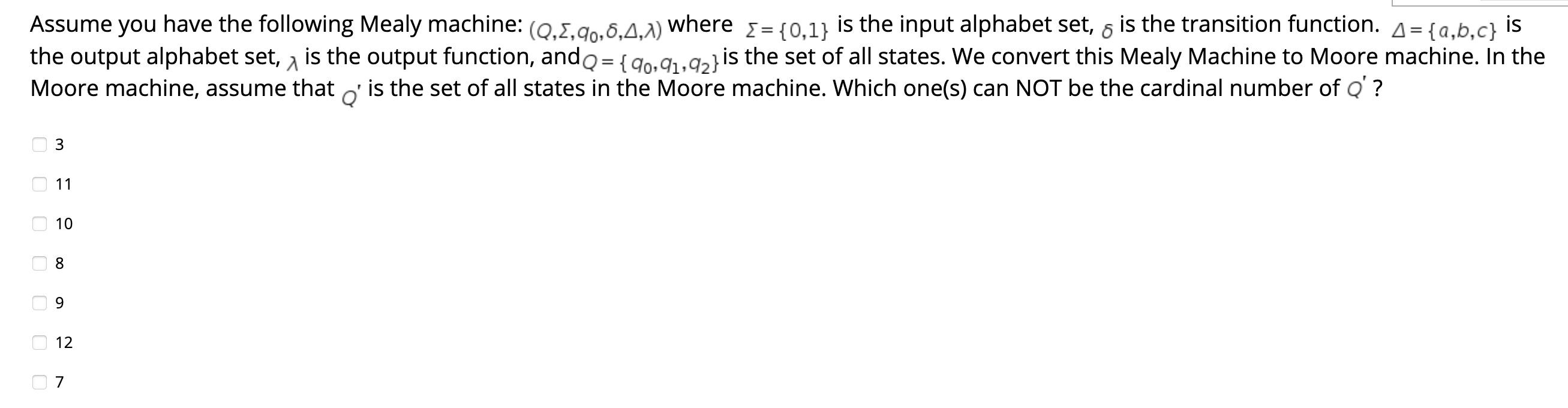 Solved Assume you have the following Mealy machine: | Chegg.com