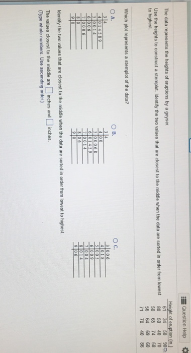 Solved Question Help * The data represents the heights of | Chegg.com