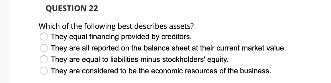 Solved QUESTION 22 Which of the following best describes | Chegg.com