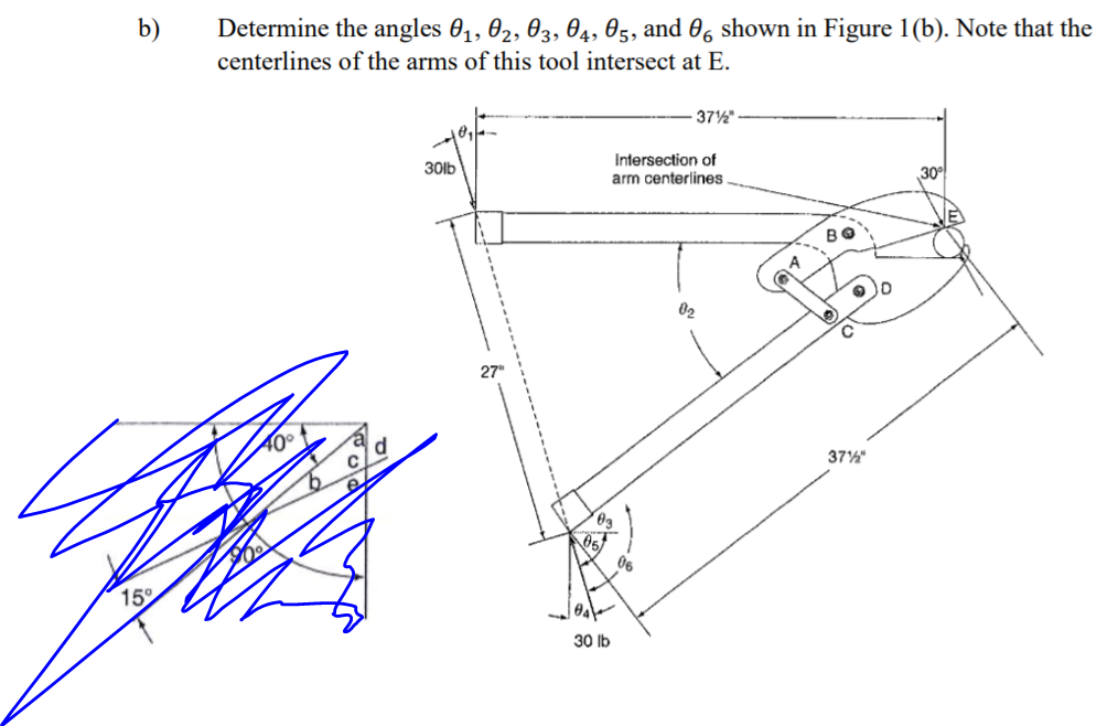 Solved b) Determine the angles θι, θ2, θ3, θ4.05, and θ6 | Chegg.com