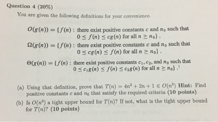 Solved Question 4 (20%) You are given the following | Chegg.com
