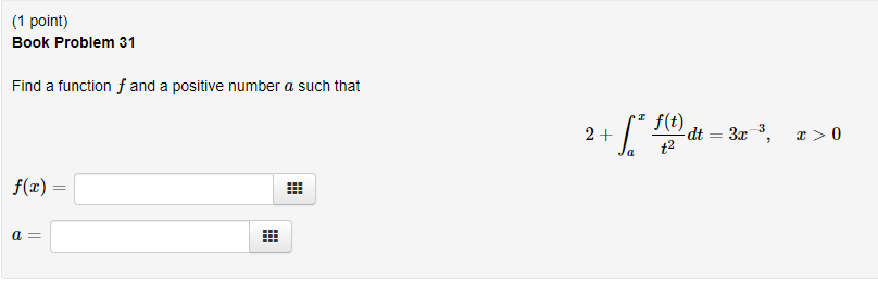 Solved (1 point) Book Problem 31 Find a function f and a | Chegg.com