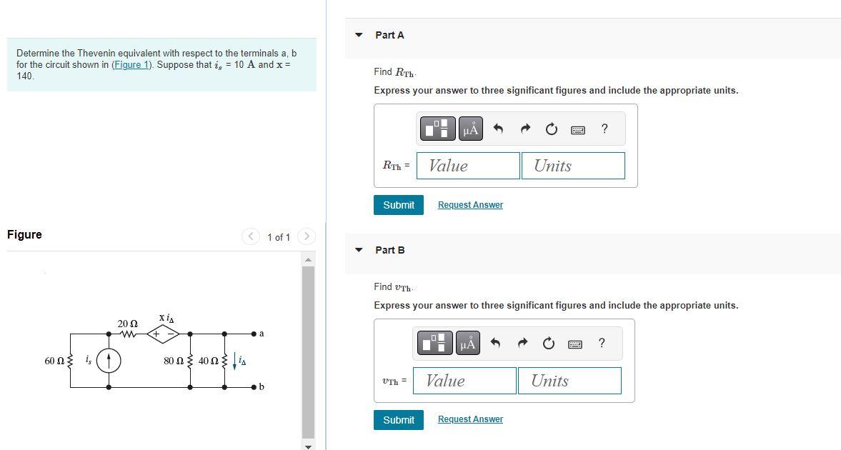 Solved Determine the Thevenin equivalent with respect to the | Chegg.com