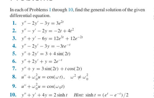 Solved In each of Problems 1 through 10 , find the general | Chegg.com