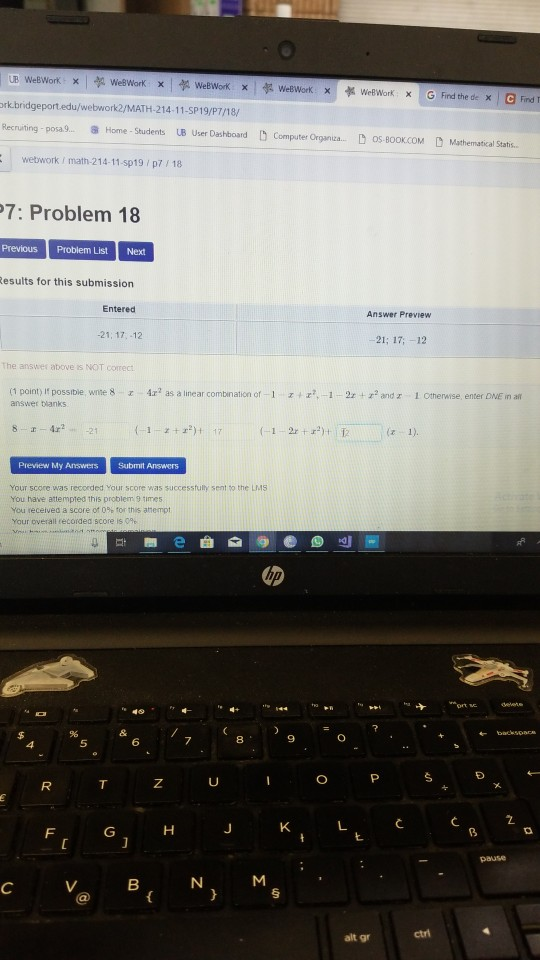 Solved orkbridgeport.edu/webwork2/MATH-214-11-SP19/P7/18/ | Chegg.com