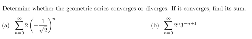 Solved Determine whether the geometric series converges or | Chegg.com