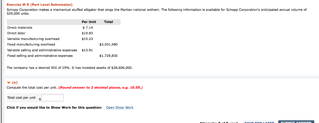 Solved Exercise M-5 (Part Level Submission) Schopp | Chegg.com