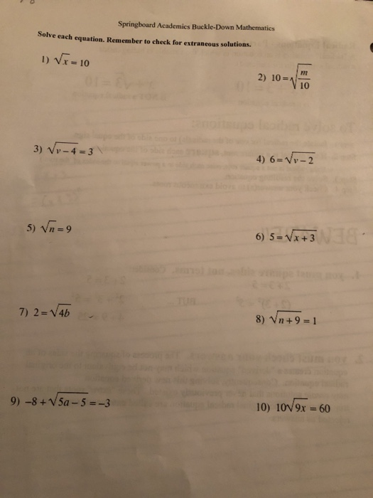 Solved Springboard Academics Buckle-Down Mathematics Solve | Chegg.com