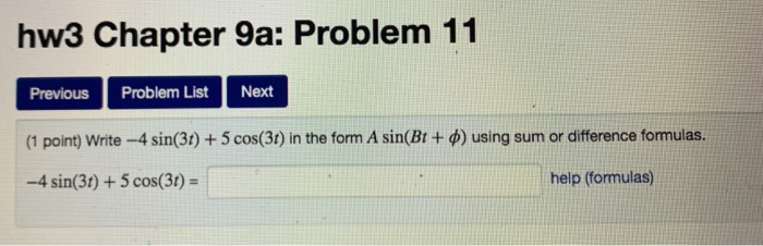 Solved hw3 Chapter 9a: Problem 11 Previous Problem ListNext | Chegg.com