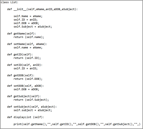 Solved A class named List has been created as shown | Chegg.com