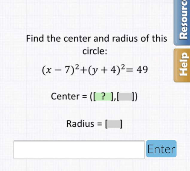 Solved Find the center and radius of this circle (x - 7)2+(y | Chegg.com