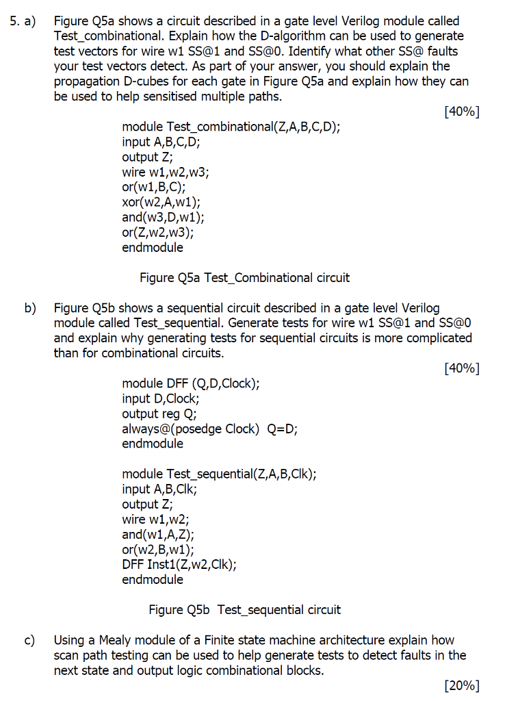 5. a) Figure Q5a shows a circuit described in a gate | Chegg.com
