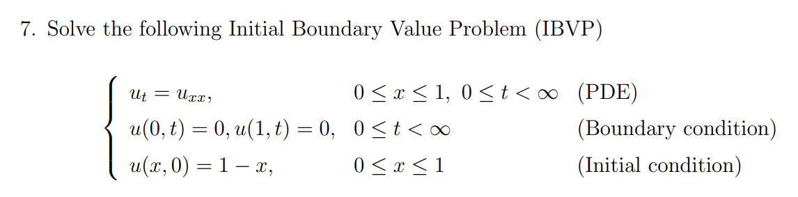 Solved Solve the following Initial Boundary Value Problem | Chegg.com