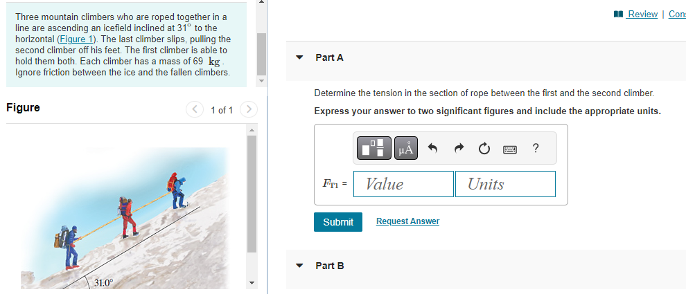 Solved Three mountain climbers who are roped together in a | Chegg.com