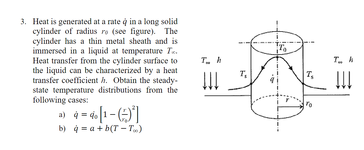 Solved 3. Heat is generated at a rate q˙ in a long solid | Chegg.com