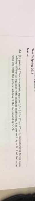 Solved The characteristic equation lambda^3 - 9 lambda^2 + | Chegg.com
