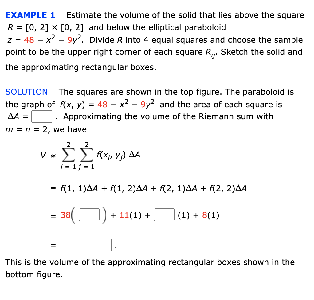 Solved EXAMPLE 1 Estimate the volume of the solid that lies | Chegg.com