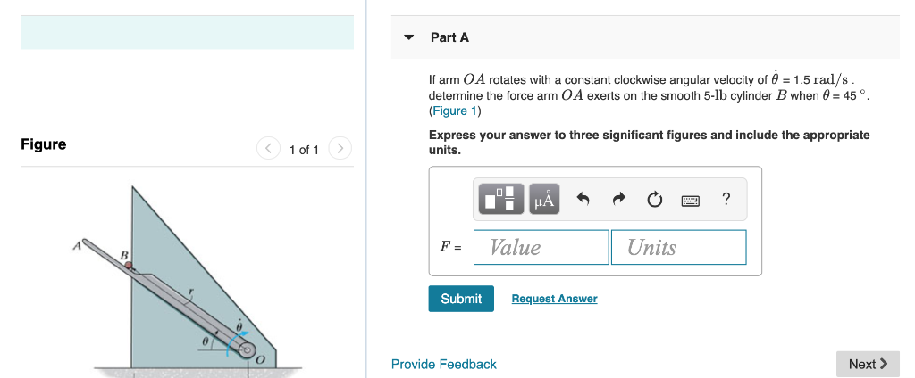 Solved If arm OA rotates with a constant clockwise | Chegg.com