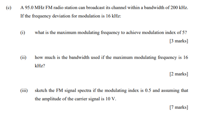 Solved (c) A 95.0 MHz FM radio station can broadcast its | Chegg.com