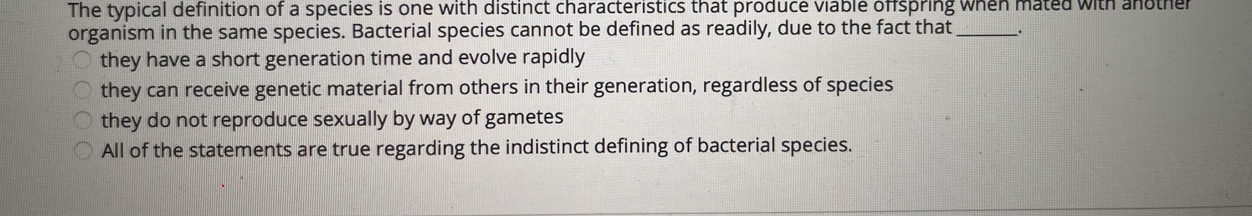 Solved The typical definition of a species is one with | Chegg.com