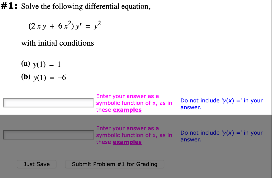 Solved #1: Solve the following differential equation, (2xy + | Chegg.com